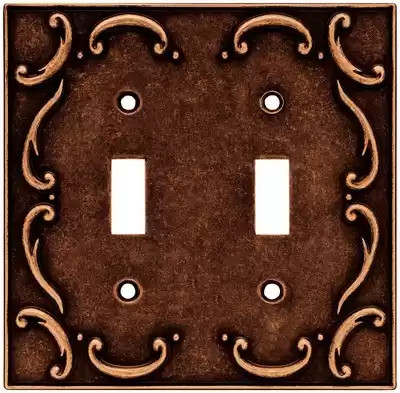 Double Switch Wall Plate - French Lace - Sponged Copper