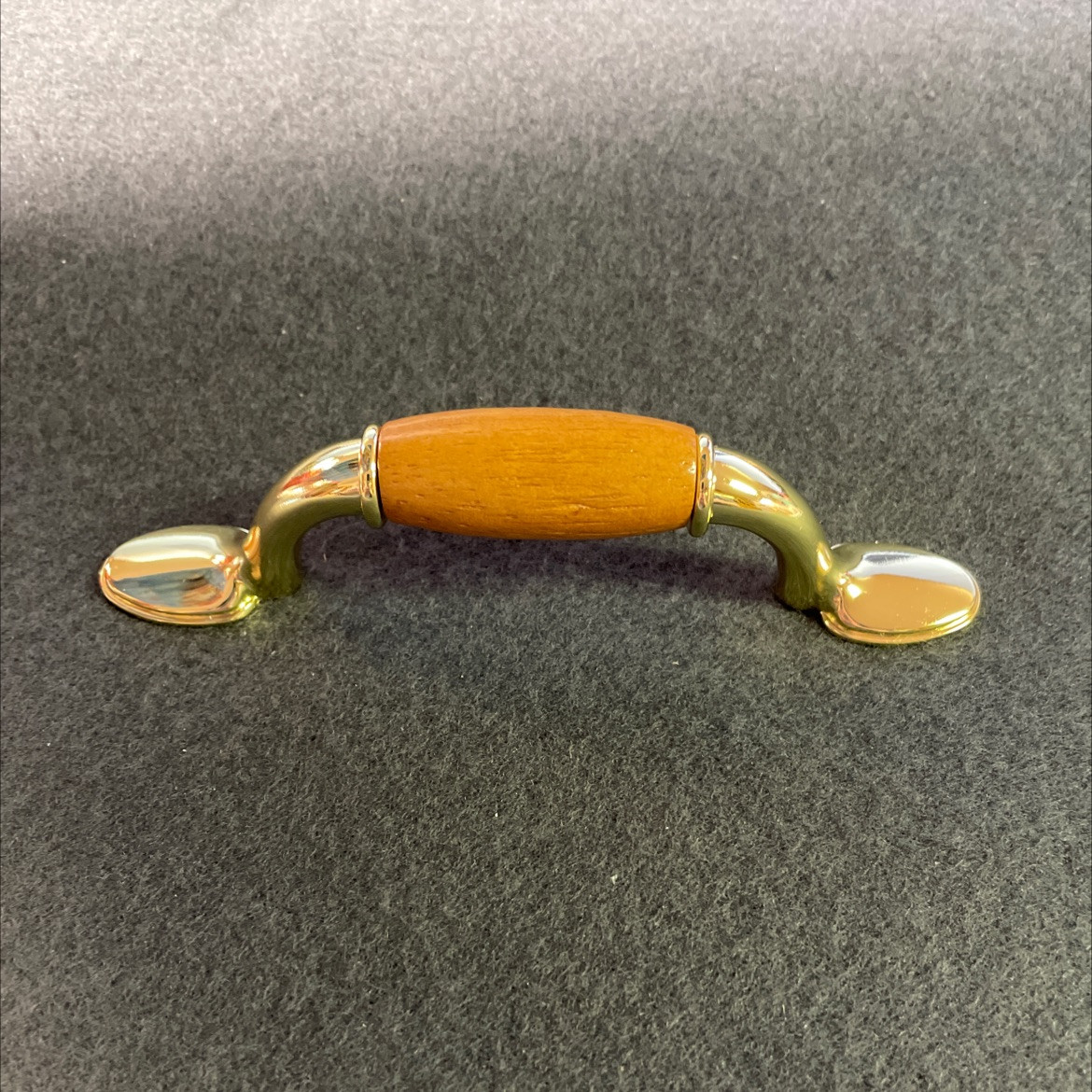 3" Spoon Foot Pull Polished Brass and Sandalwood