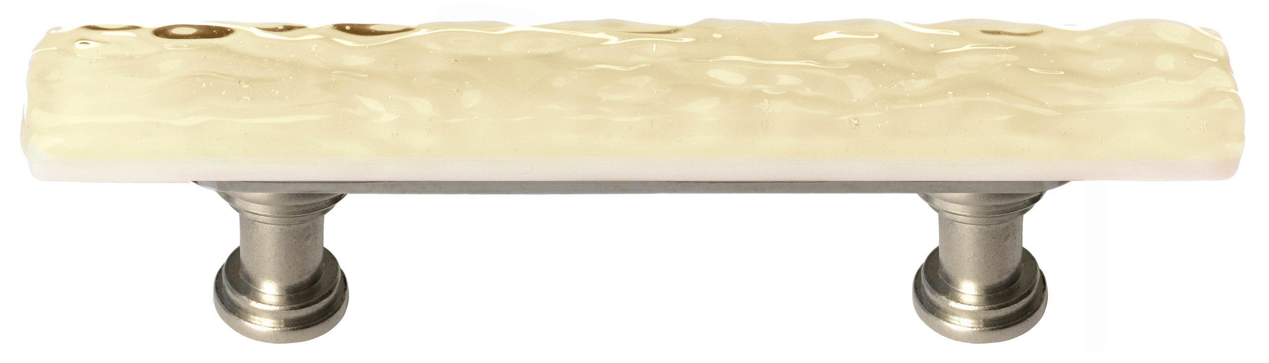 Skinny Glacier pale yellow pull with satin nickel base
