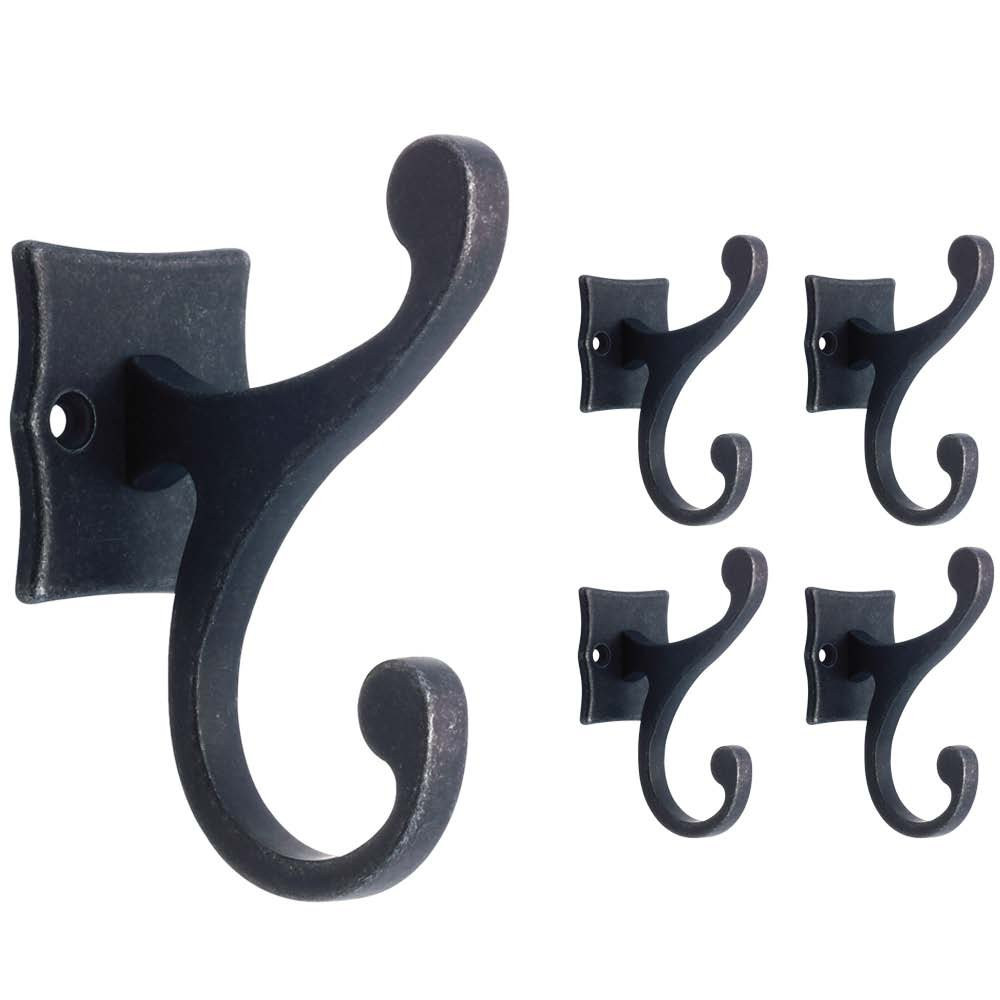 (5-pack) Double Scroll Wall Hook Gunmetal