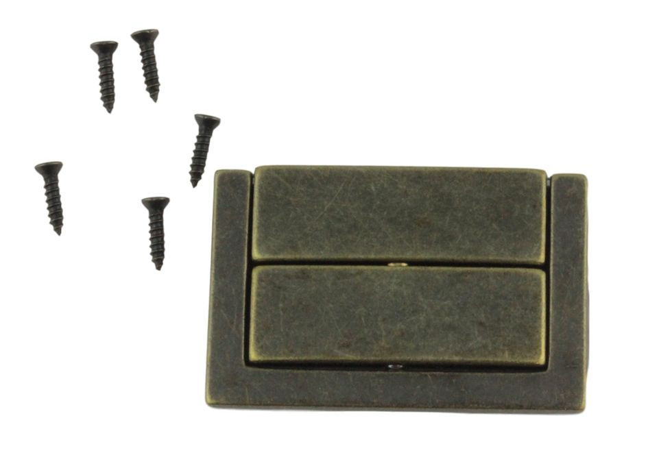 (12 Pack) Small Box Catch or Clasp 1-3/4 x 1-3/8" Antique Brass