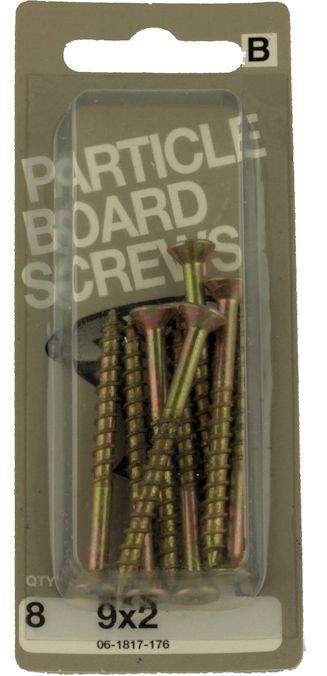 (12 Pack) #9 X 2" Yellow Zinc Phillips Particle Board Screws 8-Pack