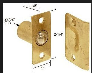 Adjustable 5/8" Ball Catch & Strike & Screws - Brass