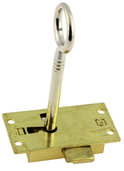 Heavy Duty Surface Mount Cupboard Lock & Key - Brass Plated