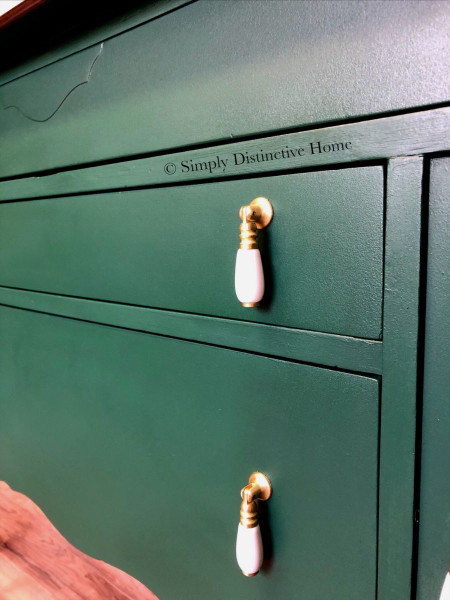 2-5/8" Teardrop Pendant Drop Pull White Ceramic & Satin Brass