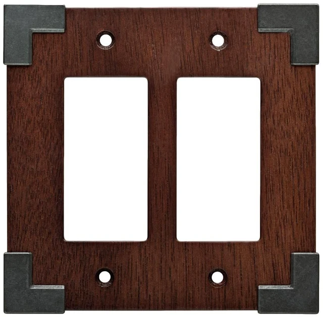 Brainerd - Rowland Double Rocker Wall Plate - Charcoal Ebony and Soft Iron