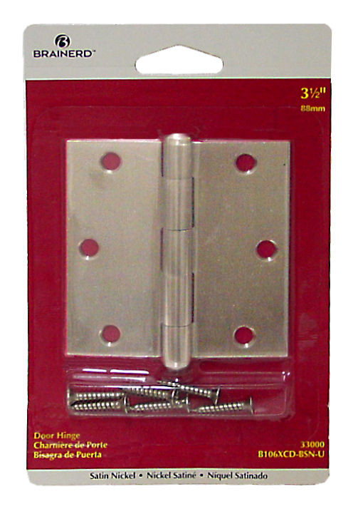 4" Square Corner Hinge Brushed Satin Nickel