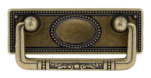 1-3/8" Vintage Federal Style Ring Pull Antique Brass