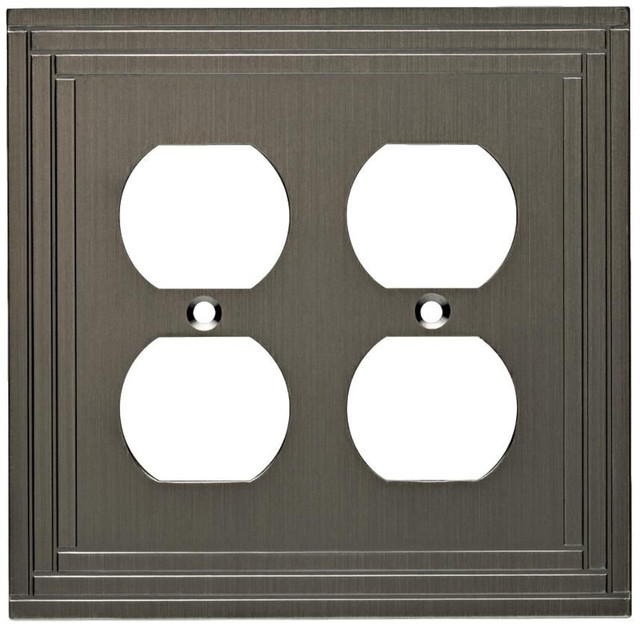 Allen + Roth - Lexington Double Duplex Wall Plate - Heirloom Silver