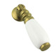 2-5/8" Teardrop Pendant Drop Pull White Ceramic & Satin Brass