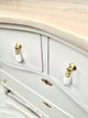 2-5/8" Teardrop Pendant Drop Pull White Ceramic & Satin Brass
