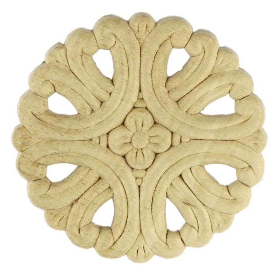16" X 3-3/4" Large Birch Wood Scroll Applique with Cameo