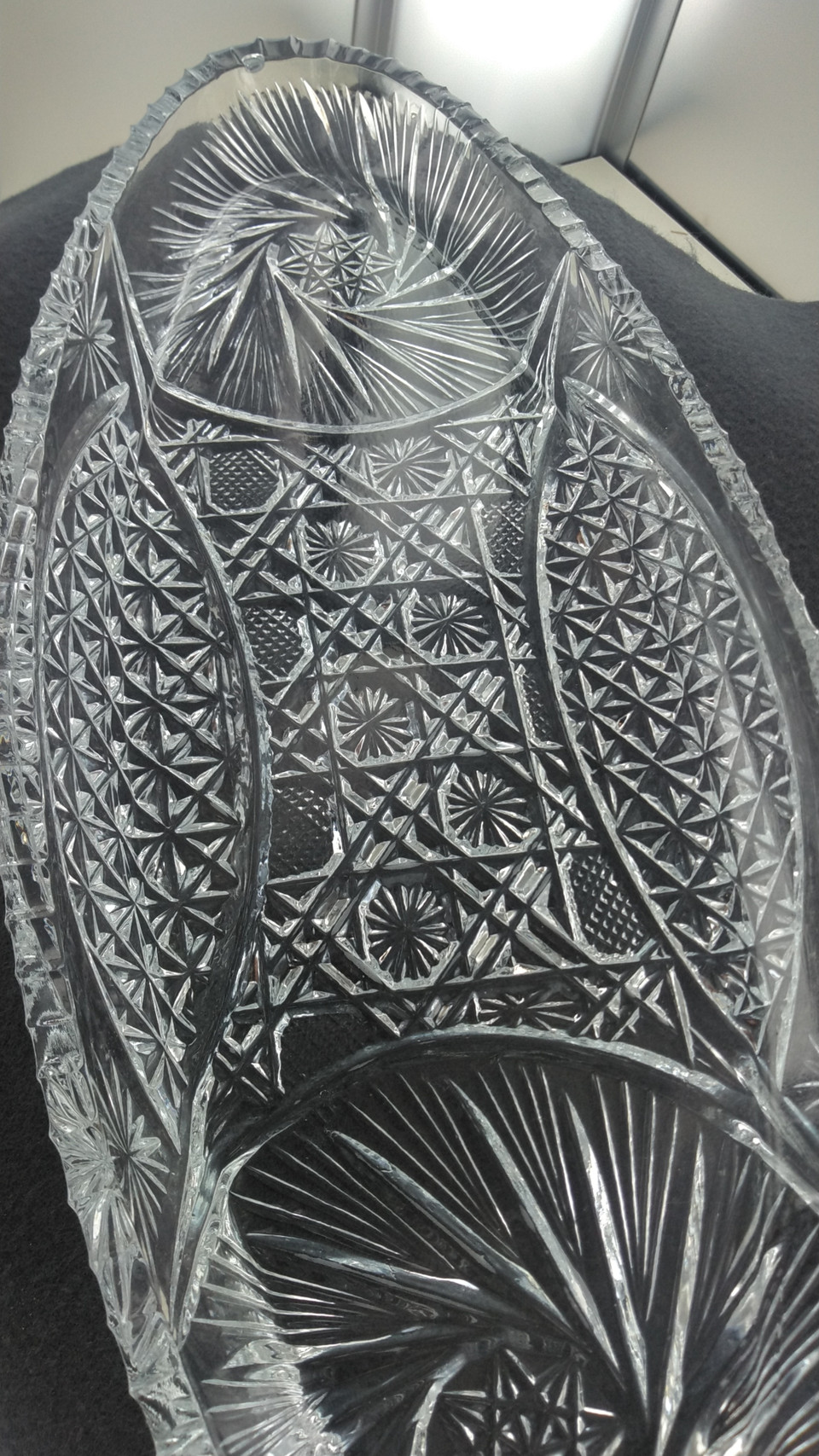 Oval Turkish Cut Glass Dish - 16"