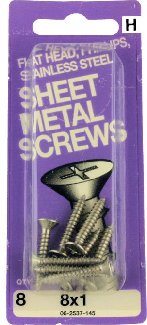 Stainless Flat Head Phillips Sheet Metal Screw - 12 x 1" - 5 Pack