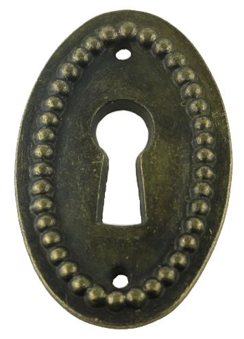 Keyhole Oval Beaded Antique Brass