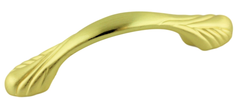 3" Natural Elegance Leaf Pull Satin Brass