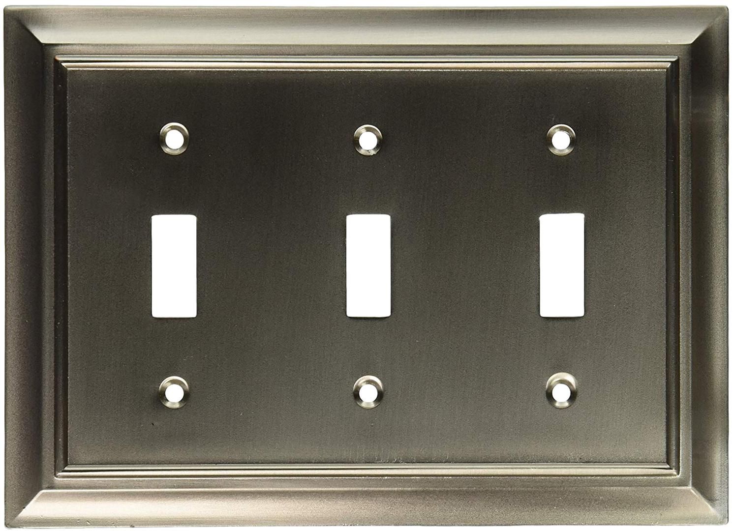 Brainerd - Architectural Triple Switch Wall Plate - Brushed Satin Nickle
