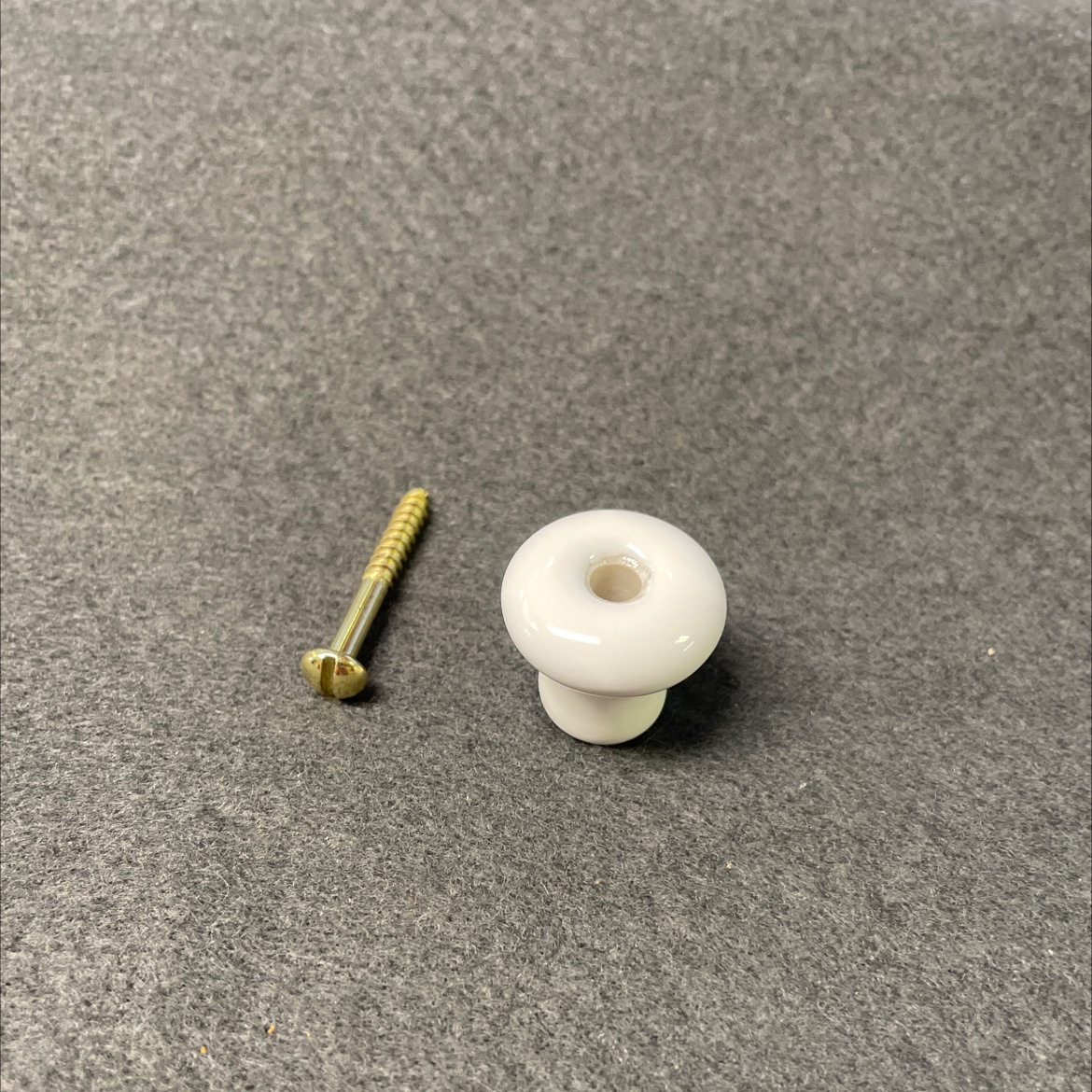 (10-Pack) Front Mount 1" White Ceramic Knob with Wood Screw