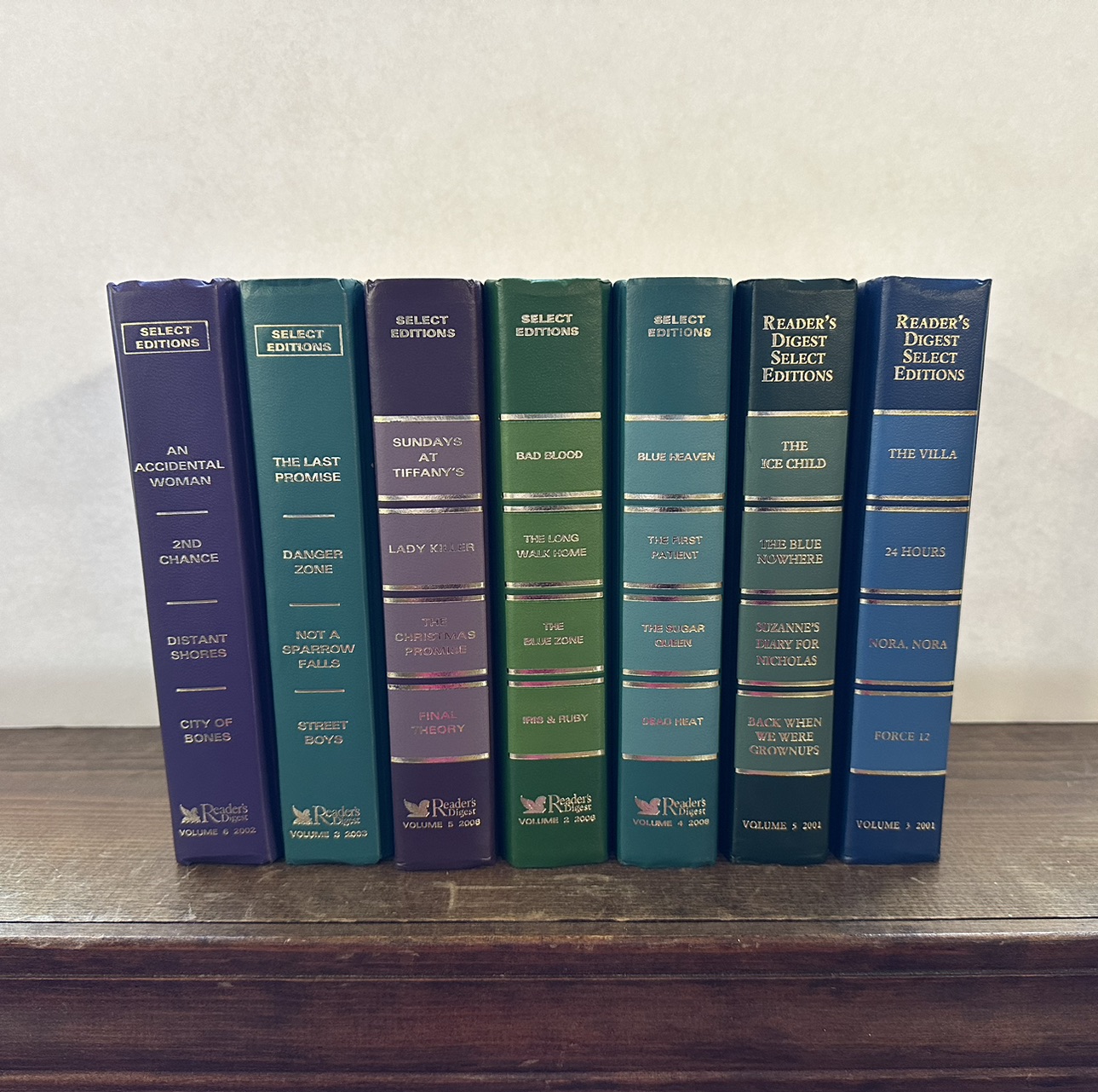 Decorative Book Stack of 7 Books - Jewel Tones