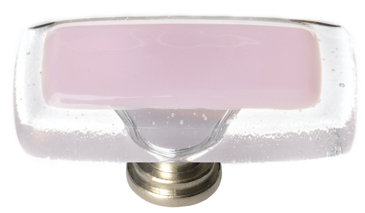 Reflective pink long knob with satin nickel base
