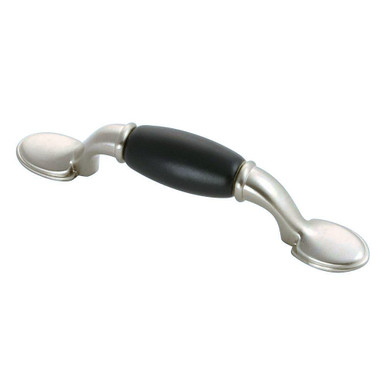 3" Black Ceramic Center Spoon Foot Pull Satin Nickel