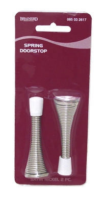 Satin Nickel Finish Spring Door Stops Set Of Two
