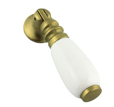 2-5/8" Teardrop Pendant Drop Pull White Ceramic & Satin Brass