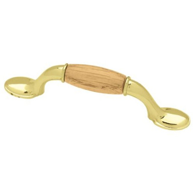 (12-Pack) 3" Traditional Wood Insert Pull Bright Brass