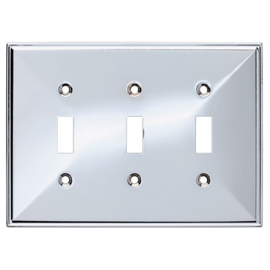 Beverly Triple Switch Wall Plate Polished Chrome