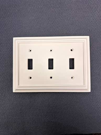 Wood Architectural Triple Toggle Light Almond Wall Plate