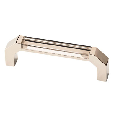 AS-IS 3 inch Acrylic Hexagon Pull Polished Nickel and Clear