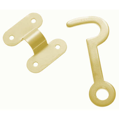 (5 Pack) Box Hook & Staple in Solid Brass w/ Screws - 1 1/2 inch x 3/4 ...