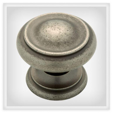 1-3/16 inch Avante Raised Center Knob Tumbled Pewter