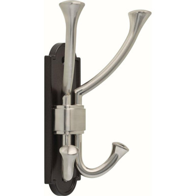 Classic Arched Oversized Double Coat Hook Cocoa Bronze and Satin Nickel