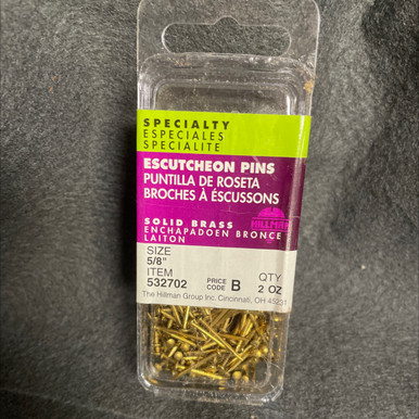 (12 Pack) Case Lot (72) 5/8" Solid Brass Escutcheon Pin