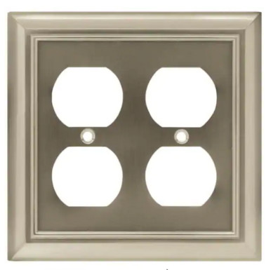 (12 Pack) Architectural Double Duplex Wall Plate- Brushed Satin Nickel