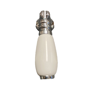 (12 Pack) Teardrop Pendant Drop Pull - White Ceramic & Chrome Plated