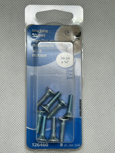10-24 x 3/4" Machine Screws Zinc Plated 8-pcs