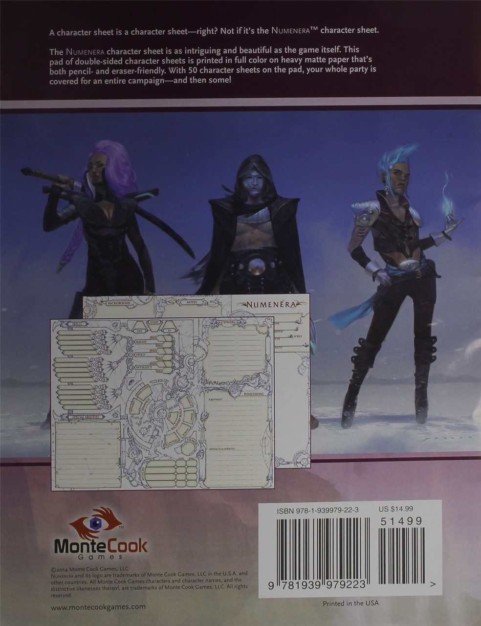 Numenera Character Sheets - Book - by Monte Cook