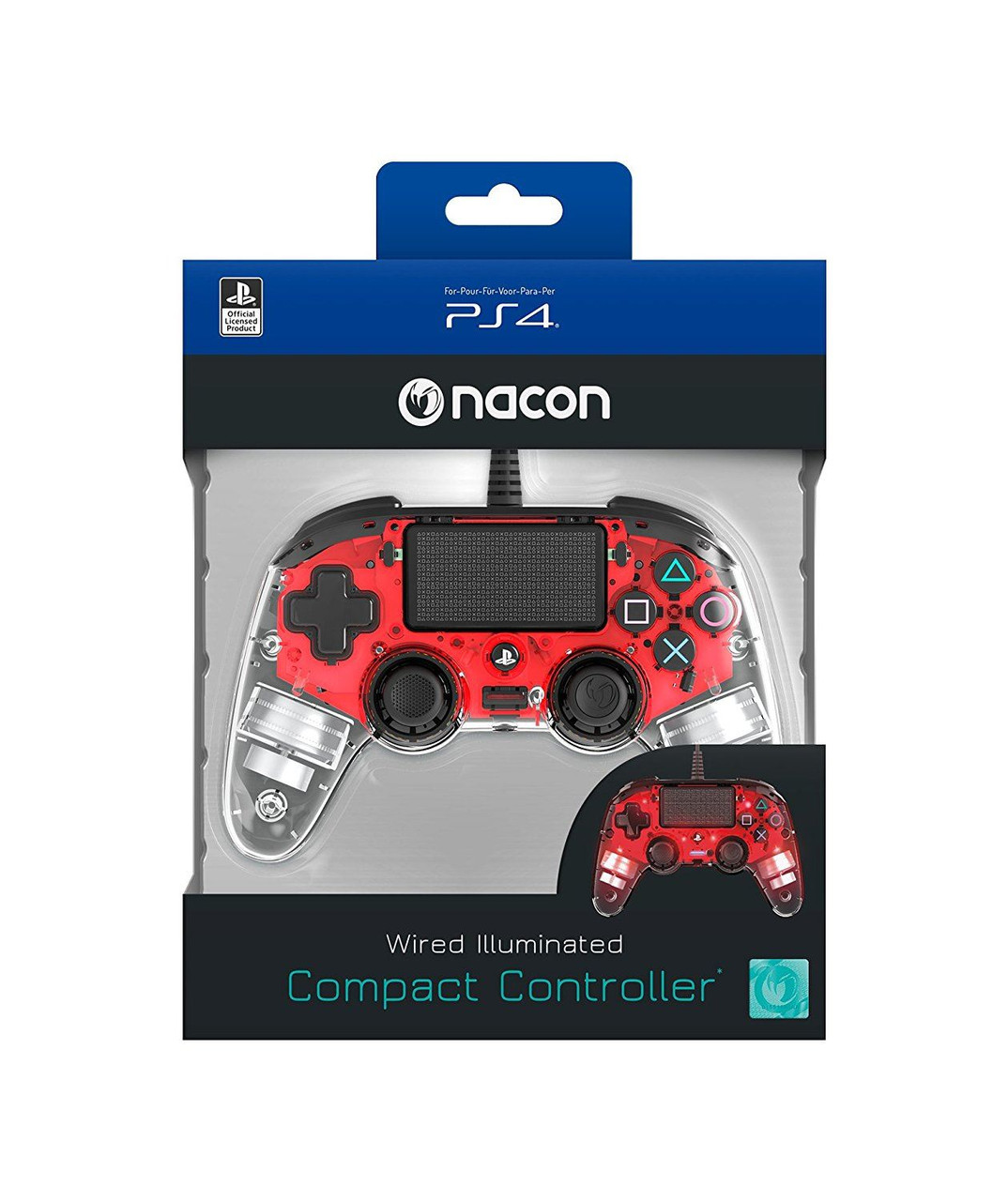 Nacon Compact Controller For PlayStation 4 PS4 Light Red