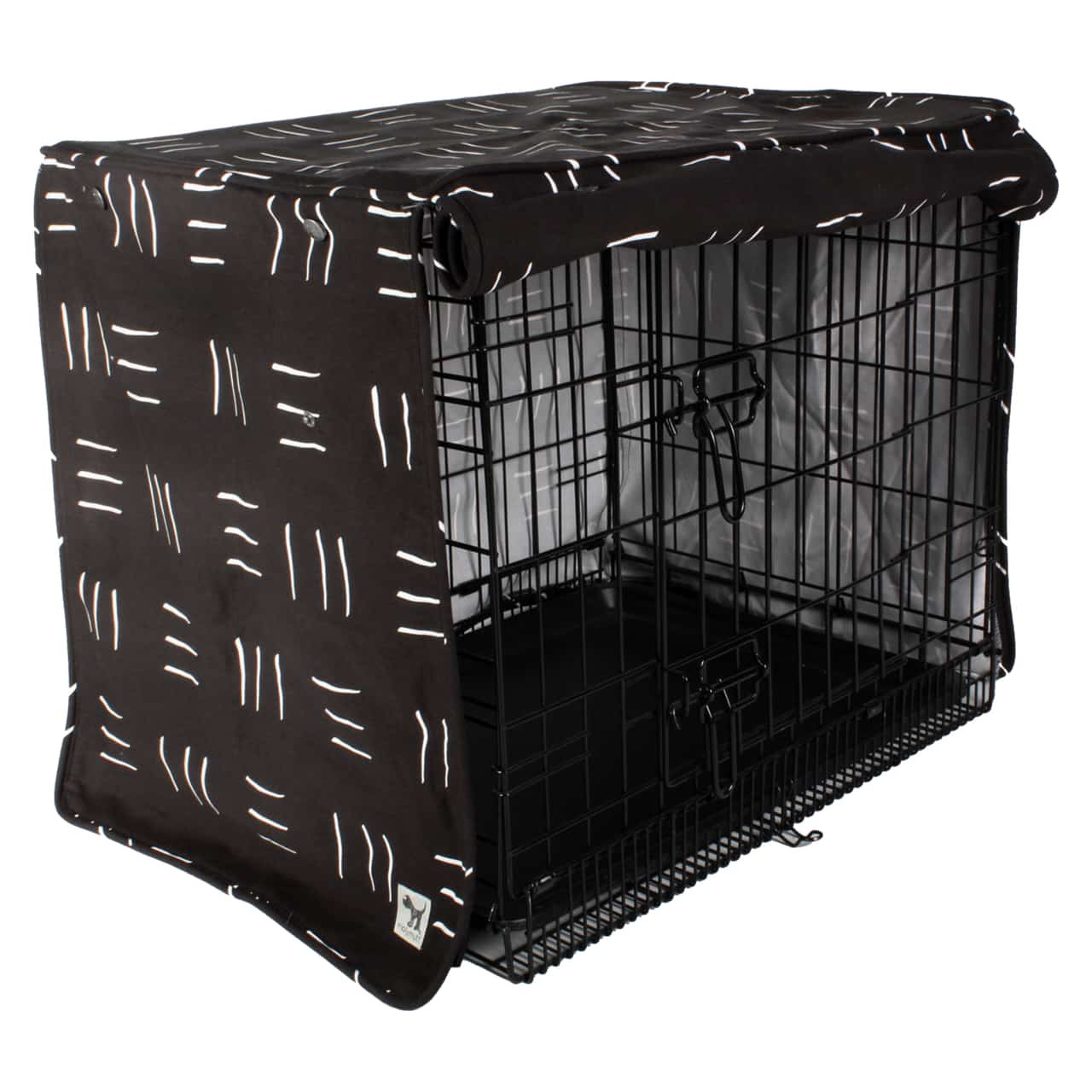 Black Breathable 100% Cotton Dog Crate Cover - Durable, Darkening, Non ...