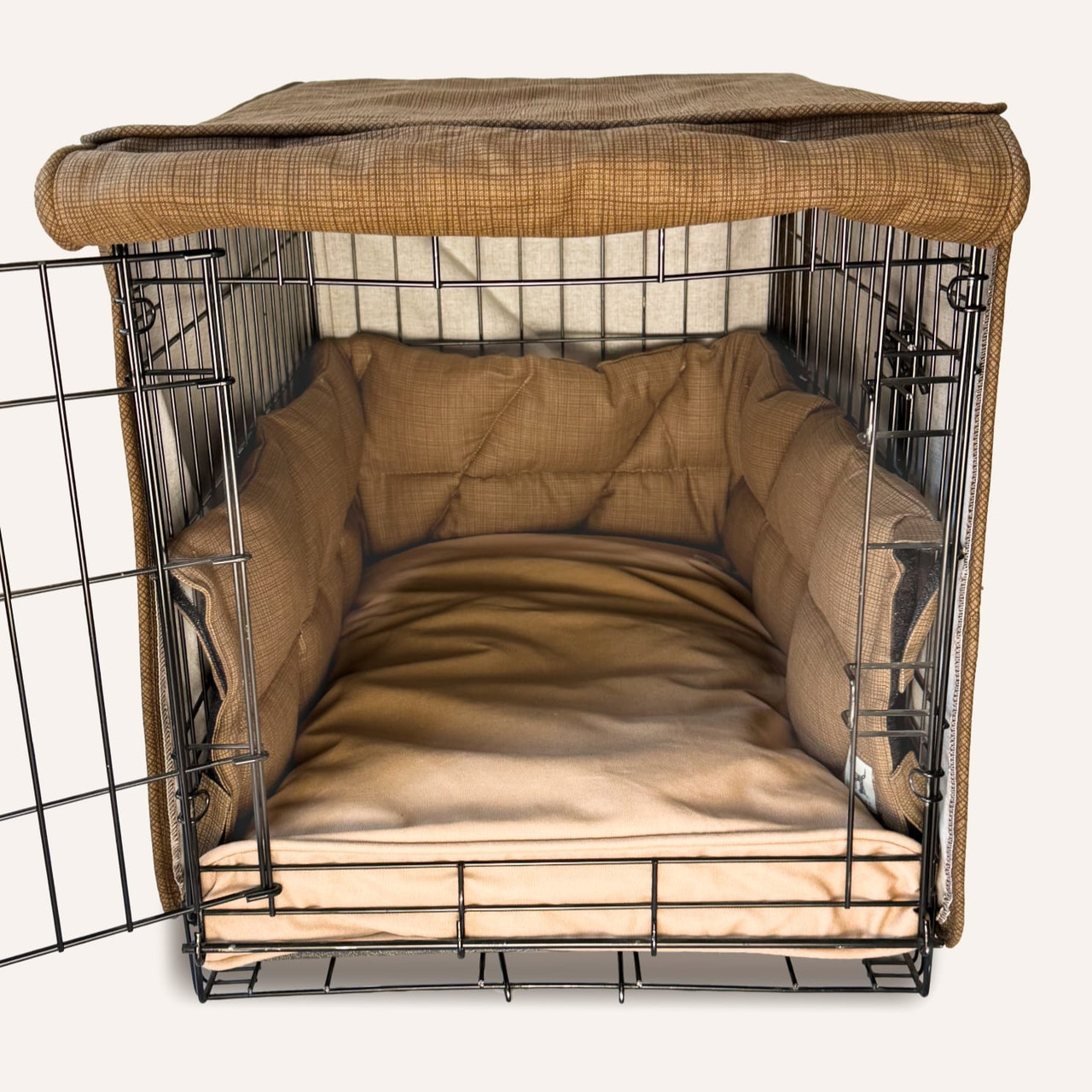 Brown Dog Crate Bumper - Fits 1 & 2-door Wire Crates - Great for Puppy ...