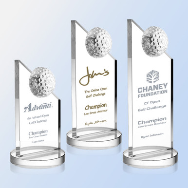 DT-2098 Peak Golf Ball Award | Custom Engraved Optical Crystal Trophy ...