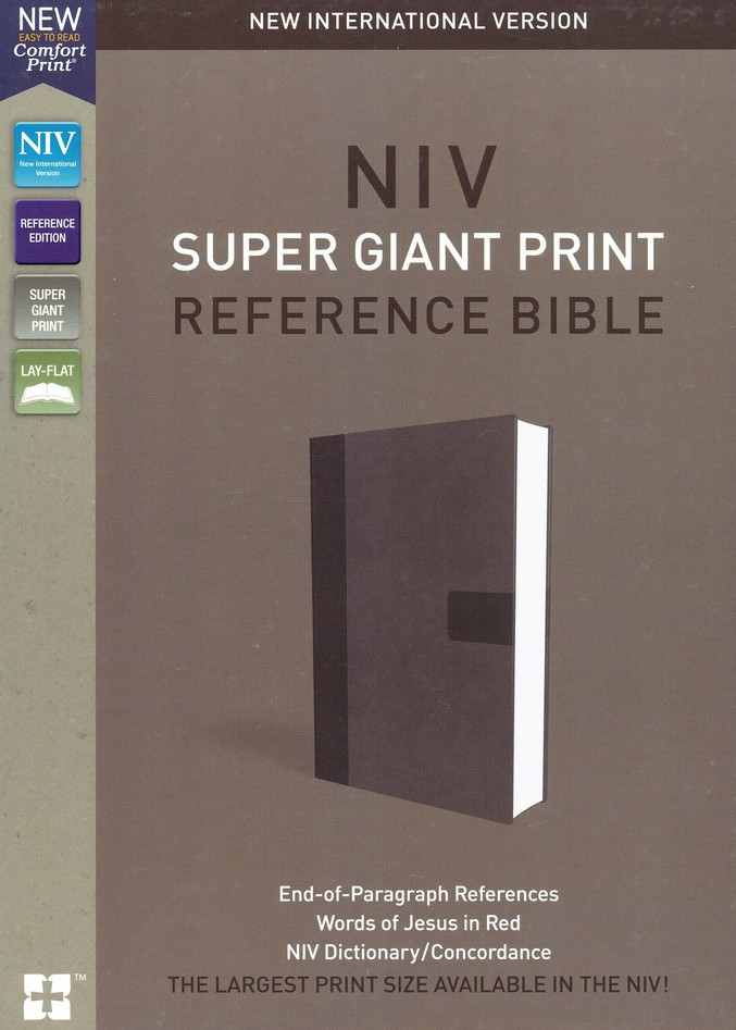 NIV Super Giant Print Reference Bible, Charcoal Leathersoft