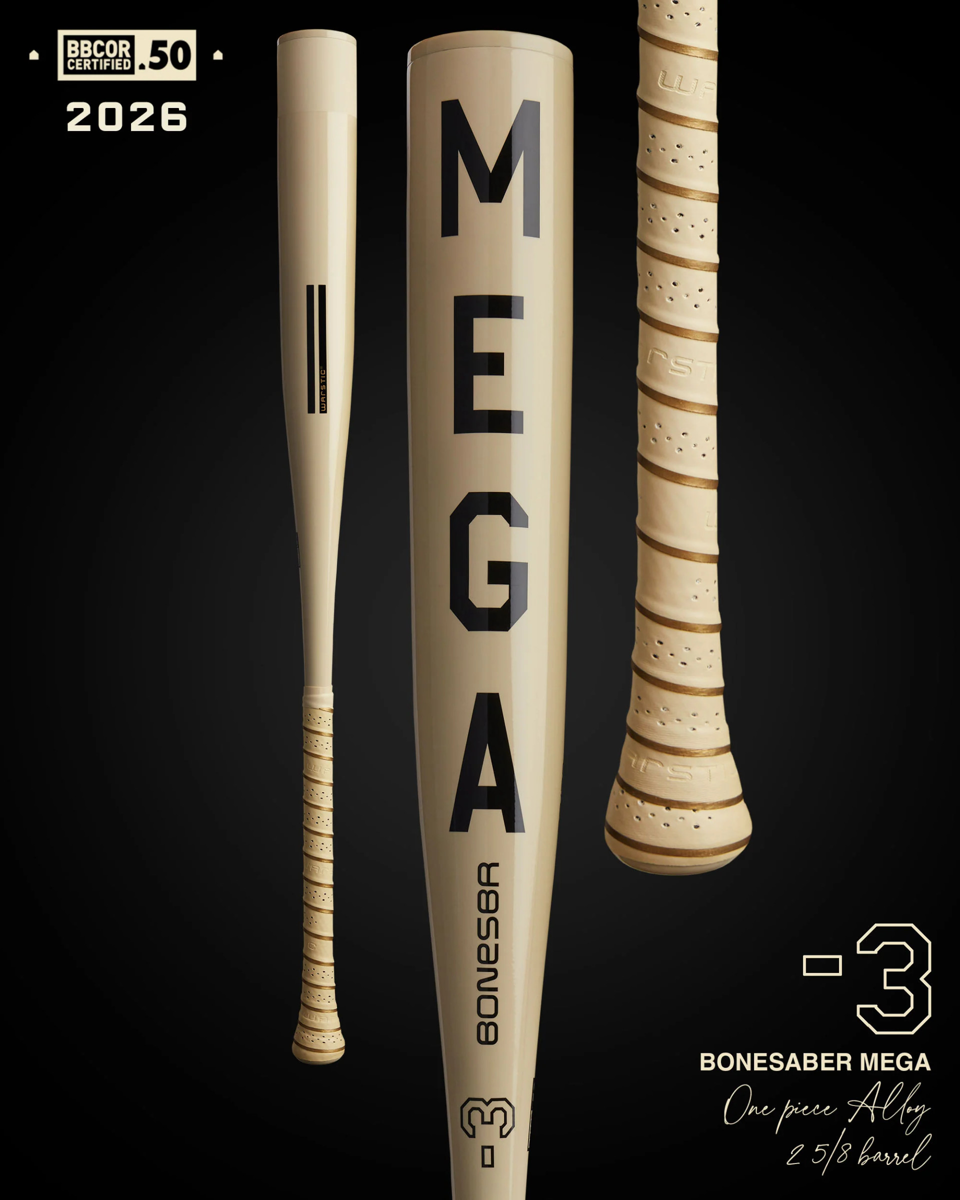 2026 Warstic Bonesaber MEGA BBCOR Baseball Bat, -3 Drop, 2-5/8 in ...