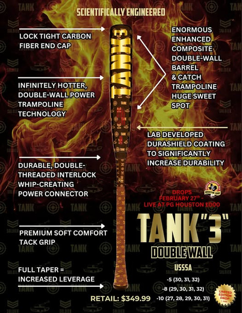 2026 Soldier Tank 3 Composite USSSA Baseball Bat, -10 Drop, 2-3/4 in ...