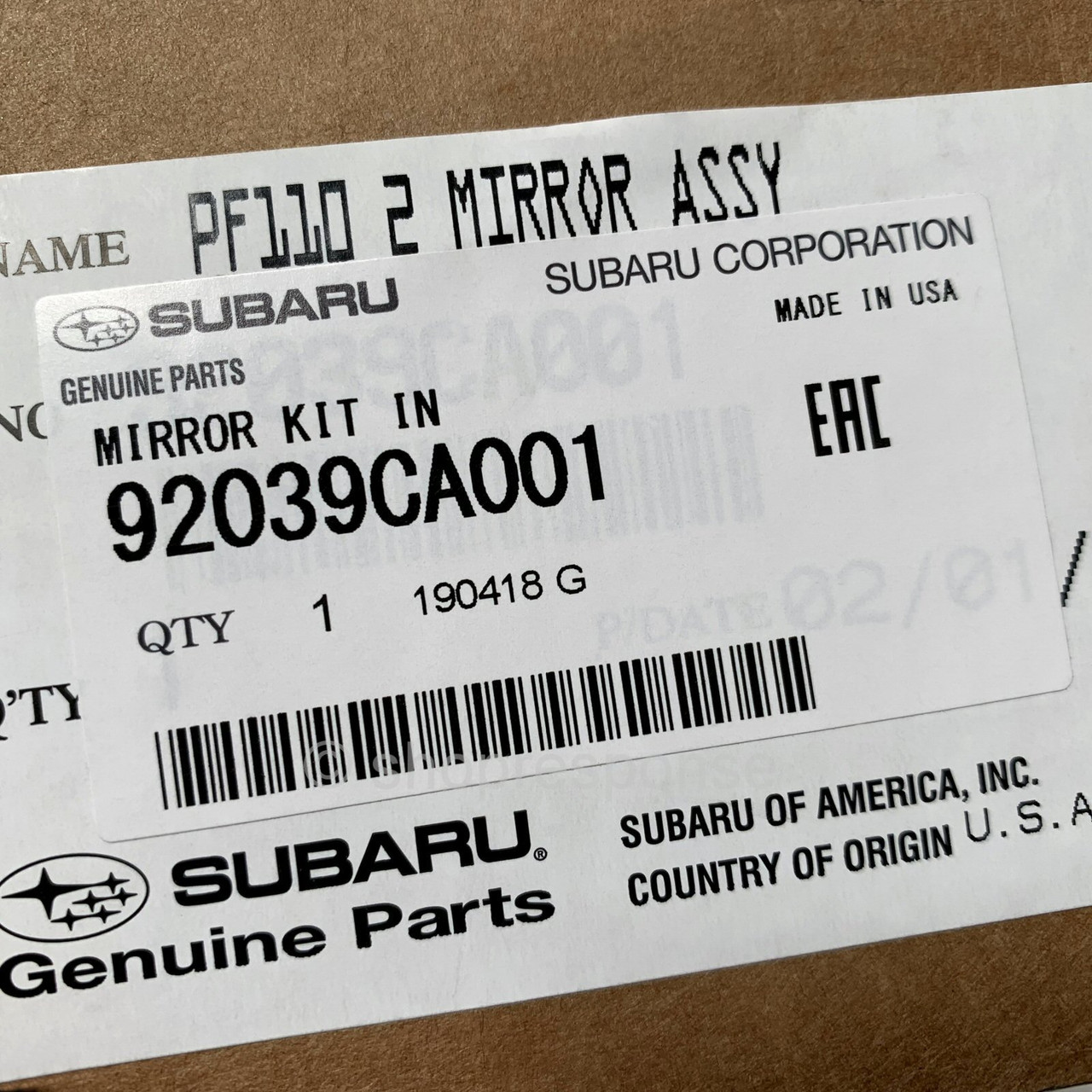 OEM / JDM Subaru 13-19 Subaru BRZ Frameless Mirror (92039CA001)
