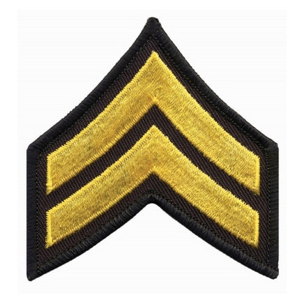 Hero's Pride 3 in. Wide Medium Gold/Black Corporal Chevrons, Merrowed