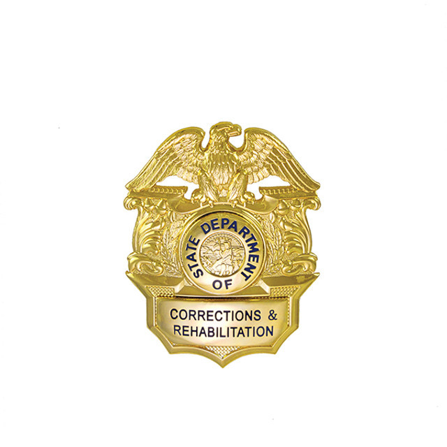 Hero's Pride 2 in. x 2-1/2 in. CDCR, Hat Badge, Enameled and Gold Plated