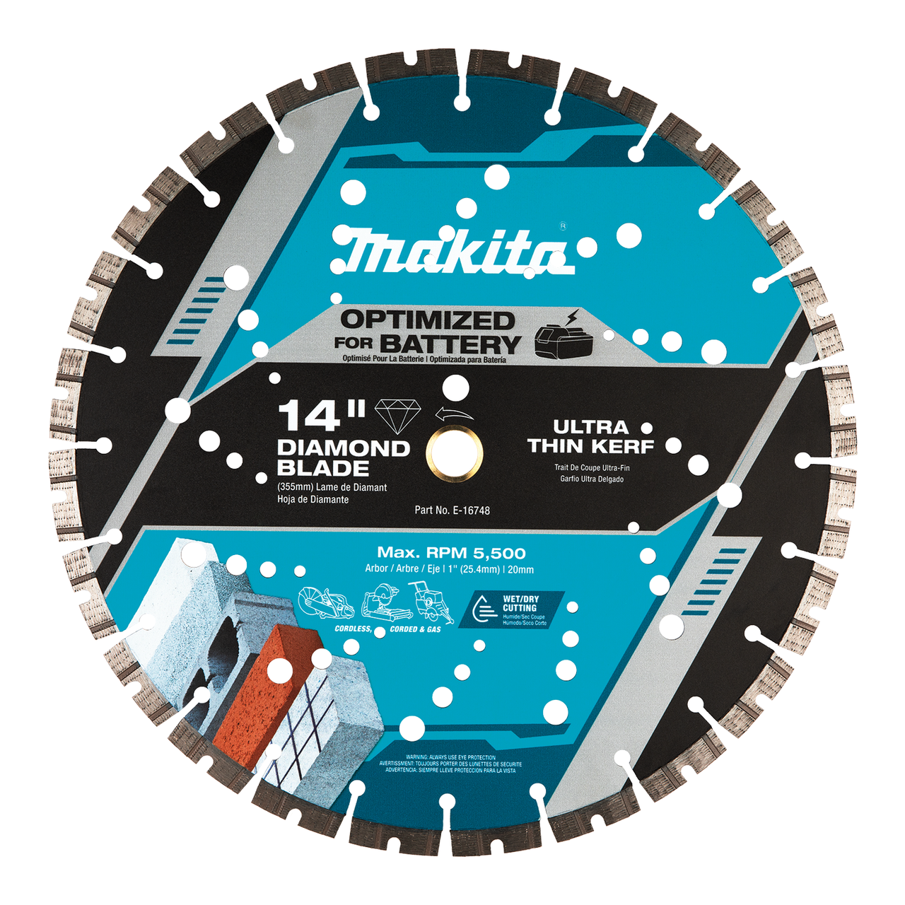 Makita 14 in. Thin Kerf Diamond Blade, Segmented, General Purpose